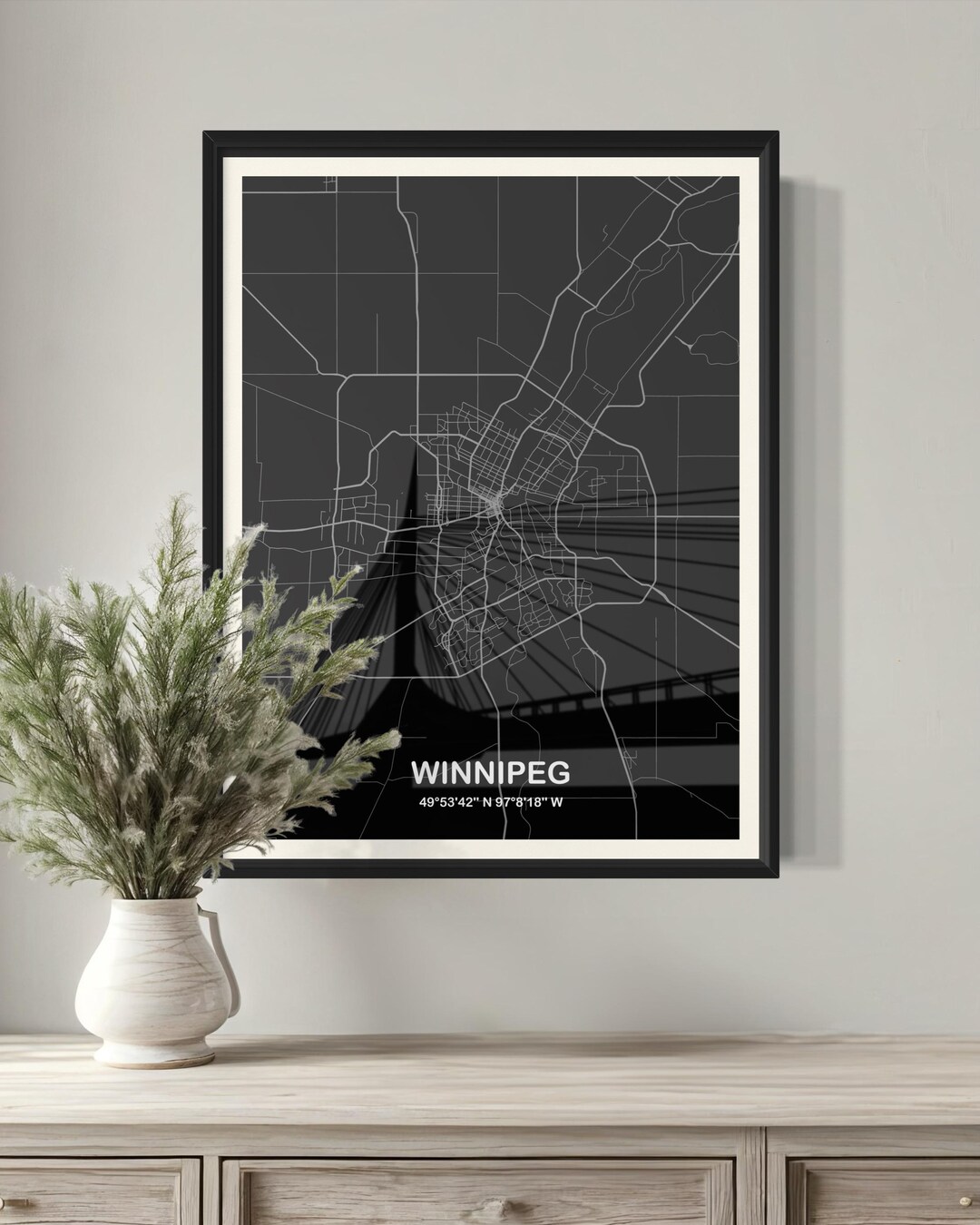 Printable Winnipeg Map Art | Winnipeg Esplanade Riel Footbridge ...