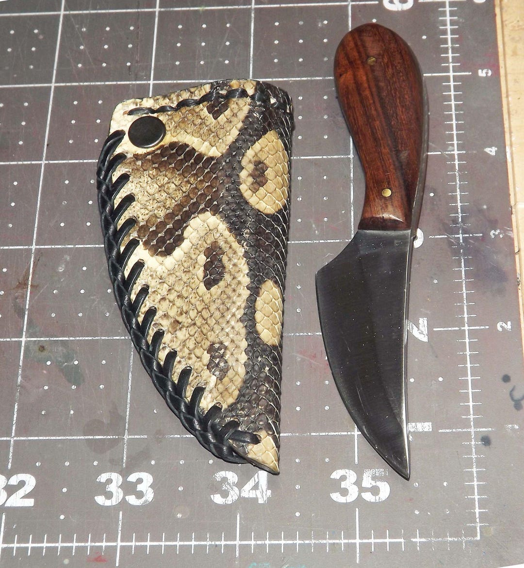Handmade Stainless Steel Paring Knife: Burl Wood Handle, Ball Python ...
