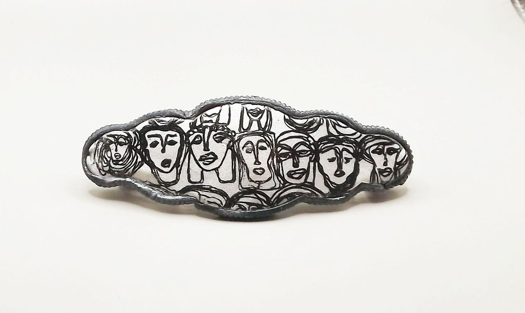 Barrette Silk Screen Barrette, Art Deco, - Etsy