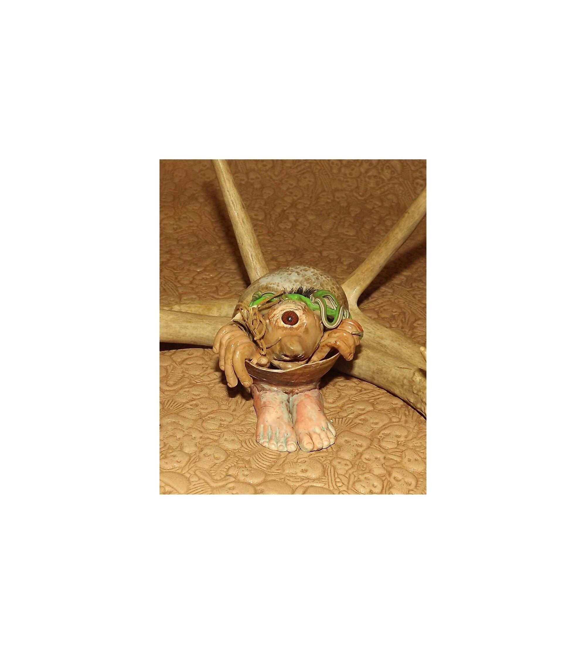 Elf fantasy Orkie with his snake green snake Alphie. Apple | Etsy