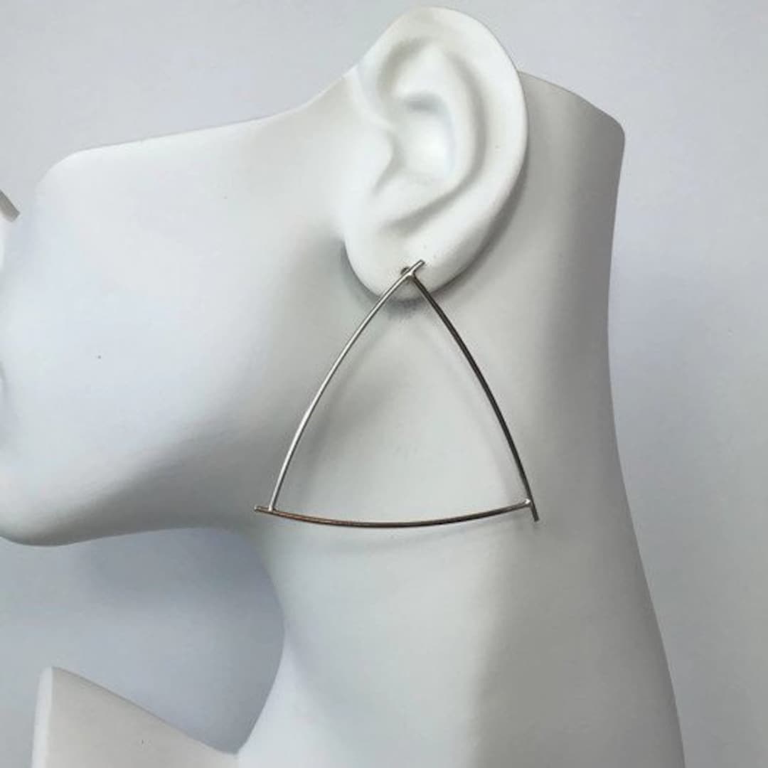 Silver Geometric Shape Earrings, Statement Earrings, Handmade ...