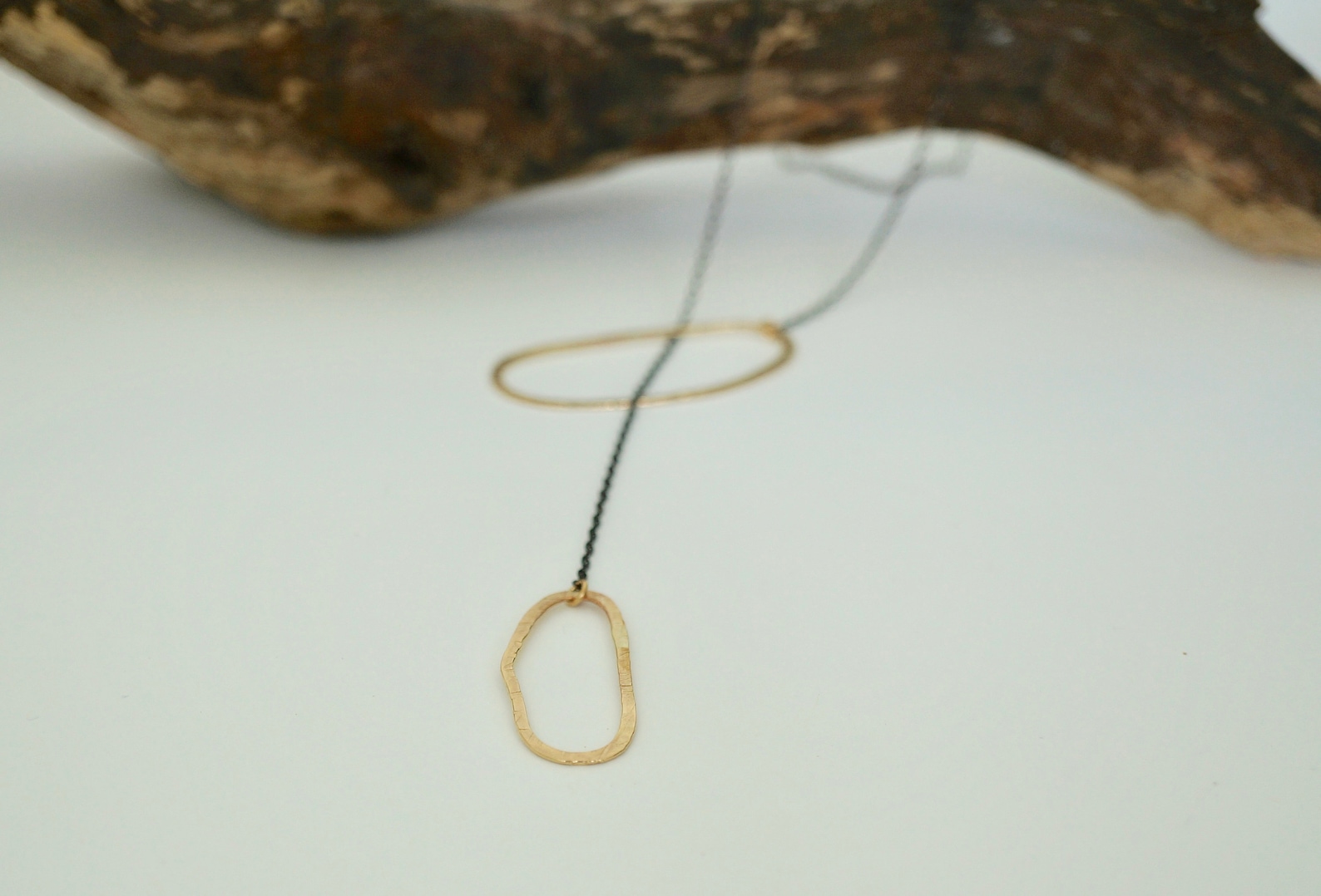 Modern Gold Hammered Organic Shapes Lariat Necklace, Statement Necklace ...