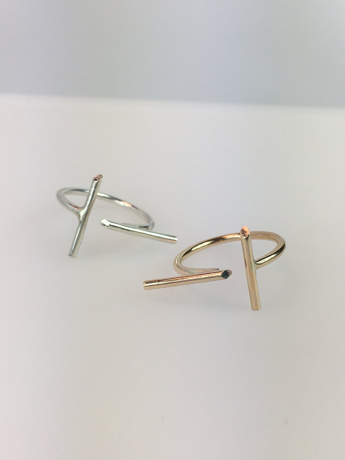 Sliver Modern Minimal Lines Ring-gold Statement Ring-womens - Etsy