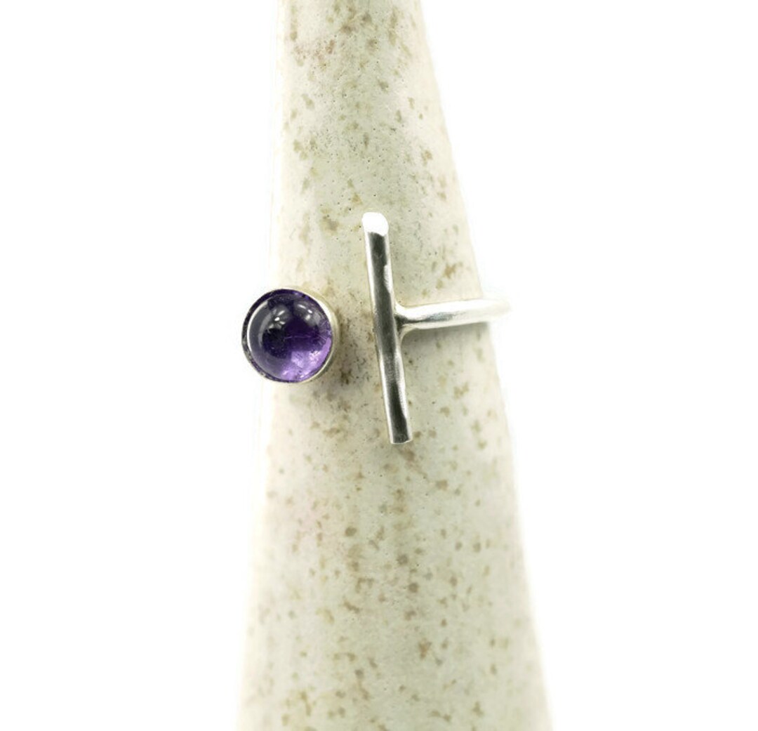 Silver Lines Ring With Amethyst, Gold Lines Ring With Amethyst, Women's Gift - Etsy