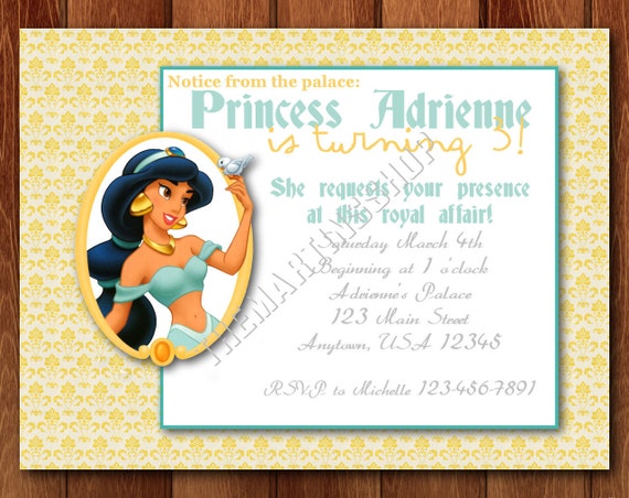 Items similar to Princess Jasmine Birthday Party Invitation Printable ...