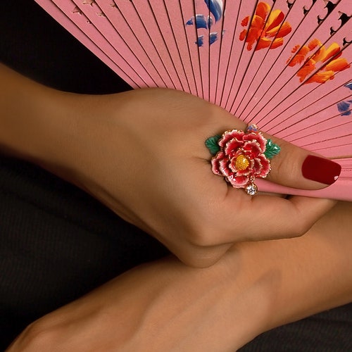 Orient Romance Love Flower Ring Statement Pieces Flower - Etsy