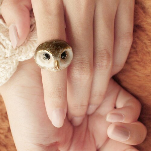 Lucky Barn Owl Ring Barn Owl Owl Lover MOONLIGHT VALLEY - Etsy
