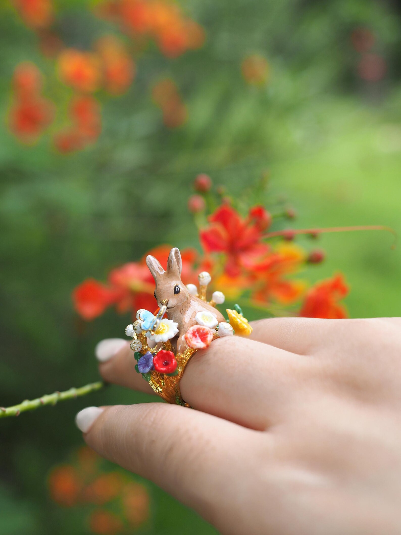 Rabbit Melody Ring, Whimsical Ring, Hand Painted Jewelry, Editor's ...