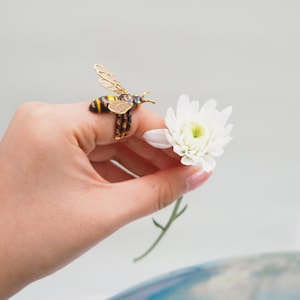 Honey Bee Ring, Enamel Ring, Bee Ring,, Enamel Jewelry. - Etsy