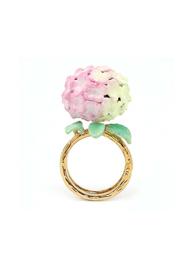 Hydrangea Pink Ring Flower Ring Handpainted GOODAFTERNINE | Etsy