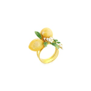 Lemon Ring, Fruity Blossom, Goodafternine, Enamel Ring, Playful Jewelry - Etsy