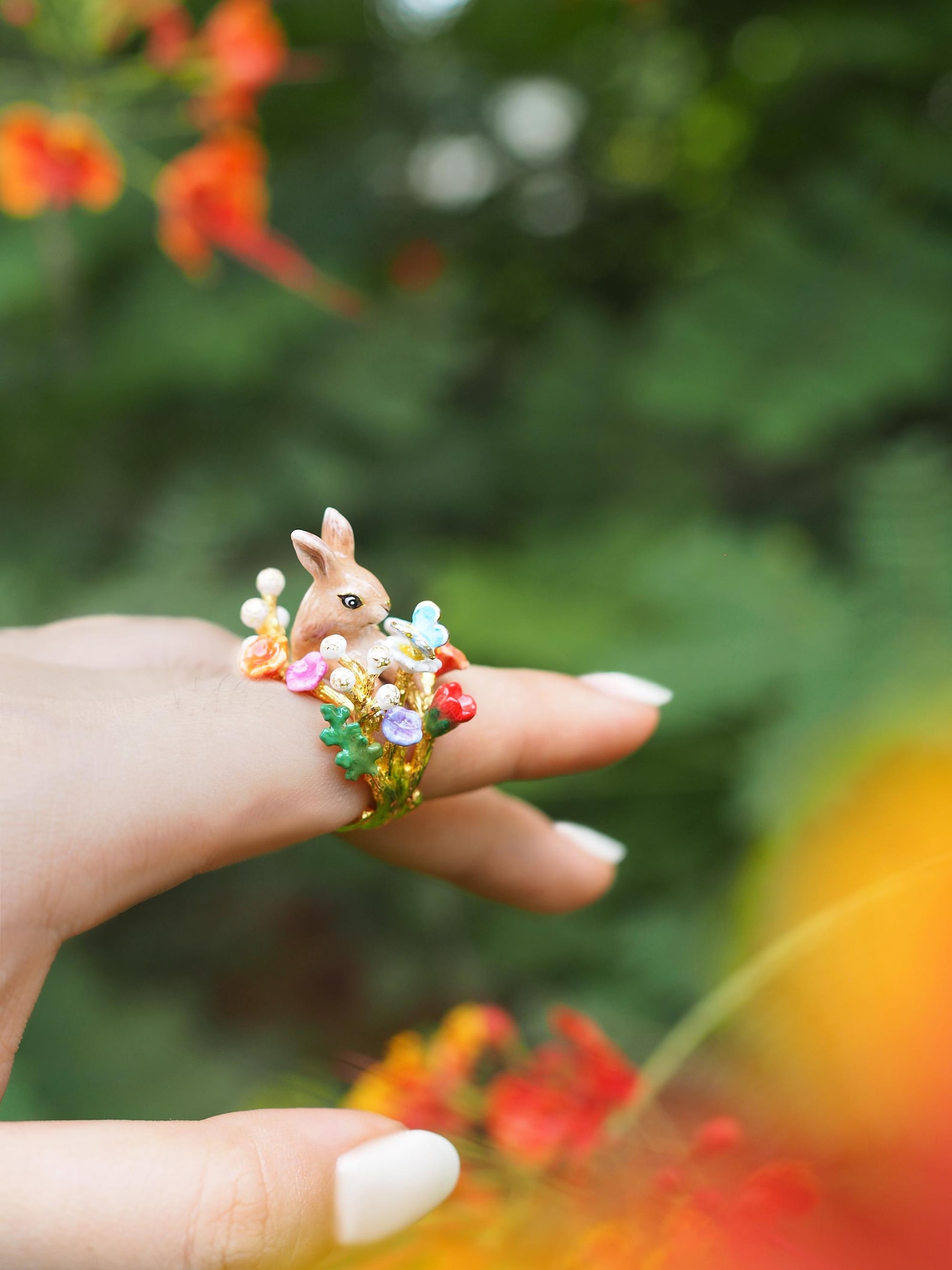 Rabbit Melody Ring, Whimsical Ring, Hand Painted Jewelry, Editor's ...