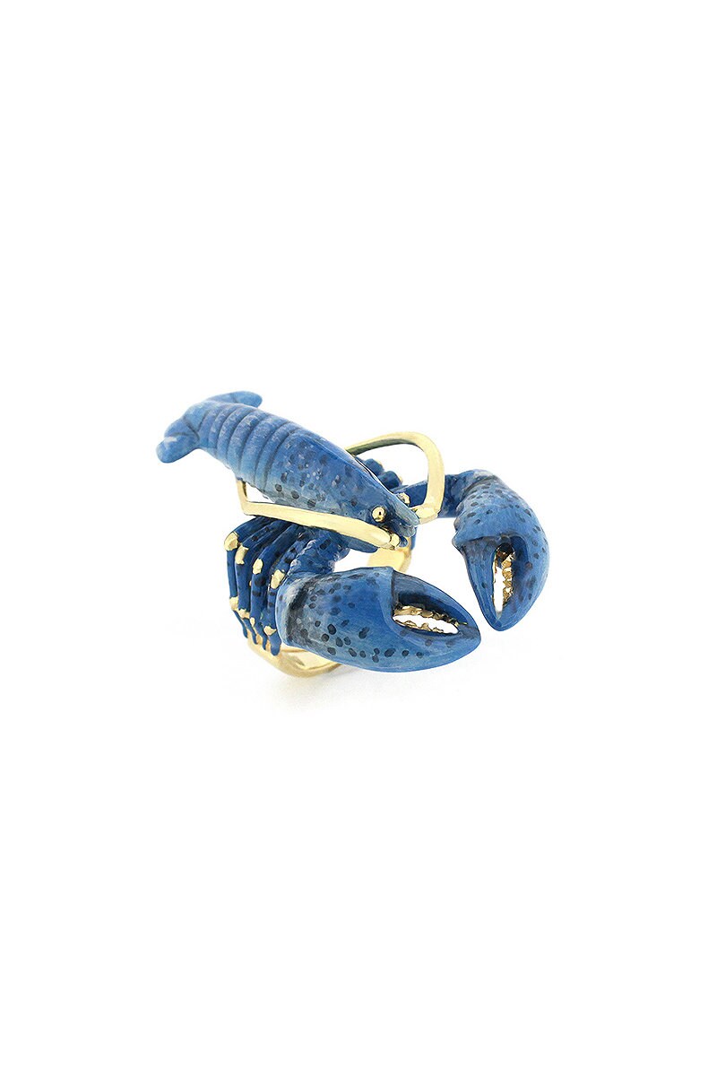 Blue Lobster Ring , Enamel Jewelry, Statement Piece, Ocean Creature ...