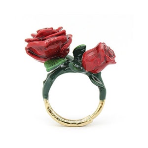 Rose Ring , Flower Ring , Enamel Ring , High Quality Enamel ...