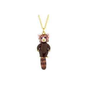 Raph Red Panda Necklace, Moveable Red Panda Bear Pendant Necklace. Red ...
