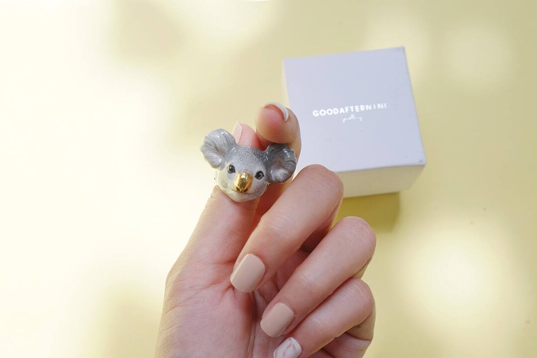 Luca Koala Ring , Koala , Handmade Jewelry . Handcrafted Enamel ...