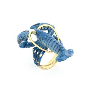 Blue Lobster Ring , Enamel Jewelry, Statement Piece, Ocean Creature ...