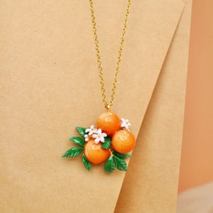 Orange Pendant Necklace, Fruity Blossom, Goodafternine, Enamel Jewelry ...