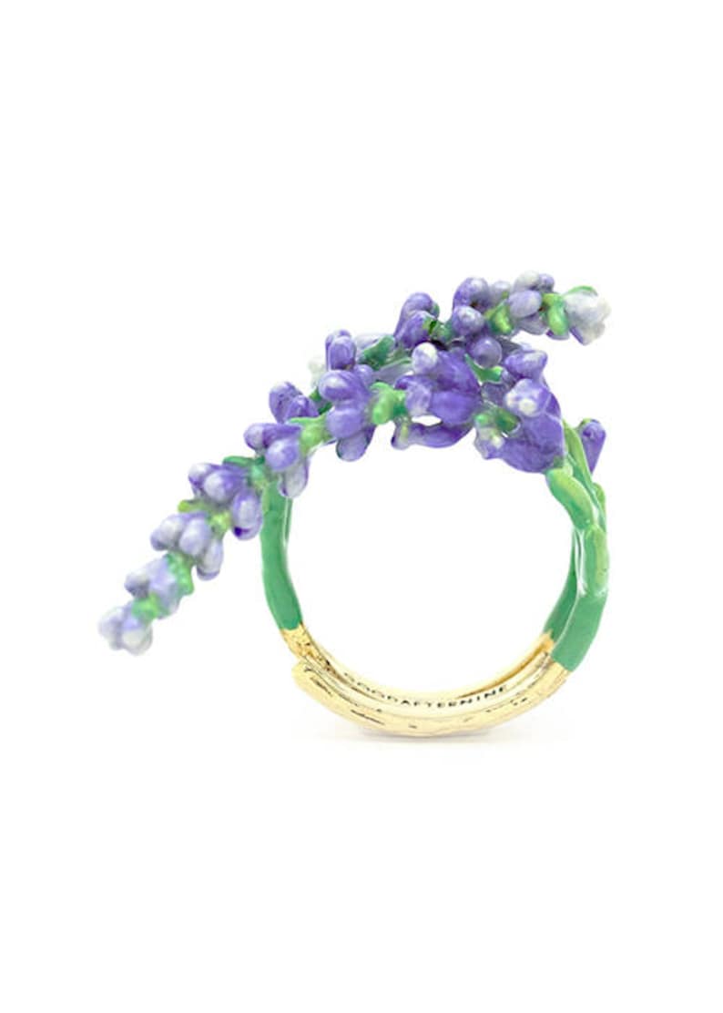 Lavender Ring Flower Ring Handpainted GOODAFTERNINE Purple - Etsy