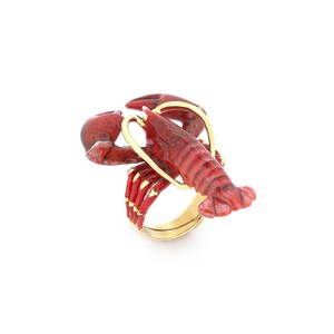Red Lobster Ring , Enamel Jewelry, Statement Piece, Ocean Creature ...