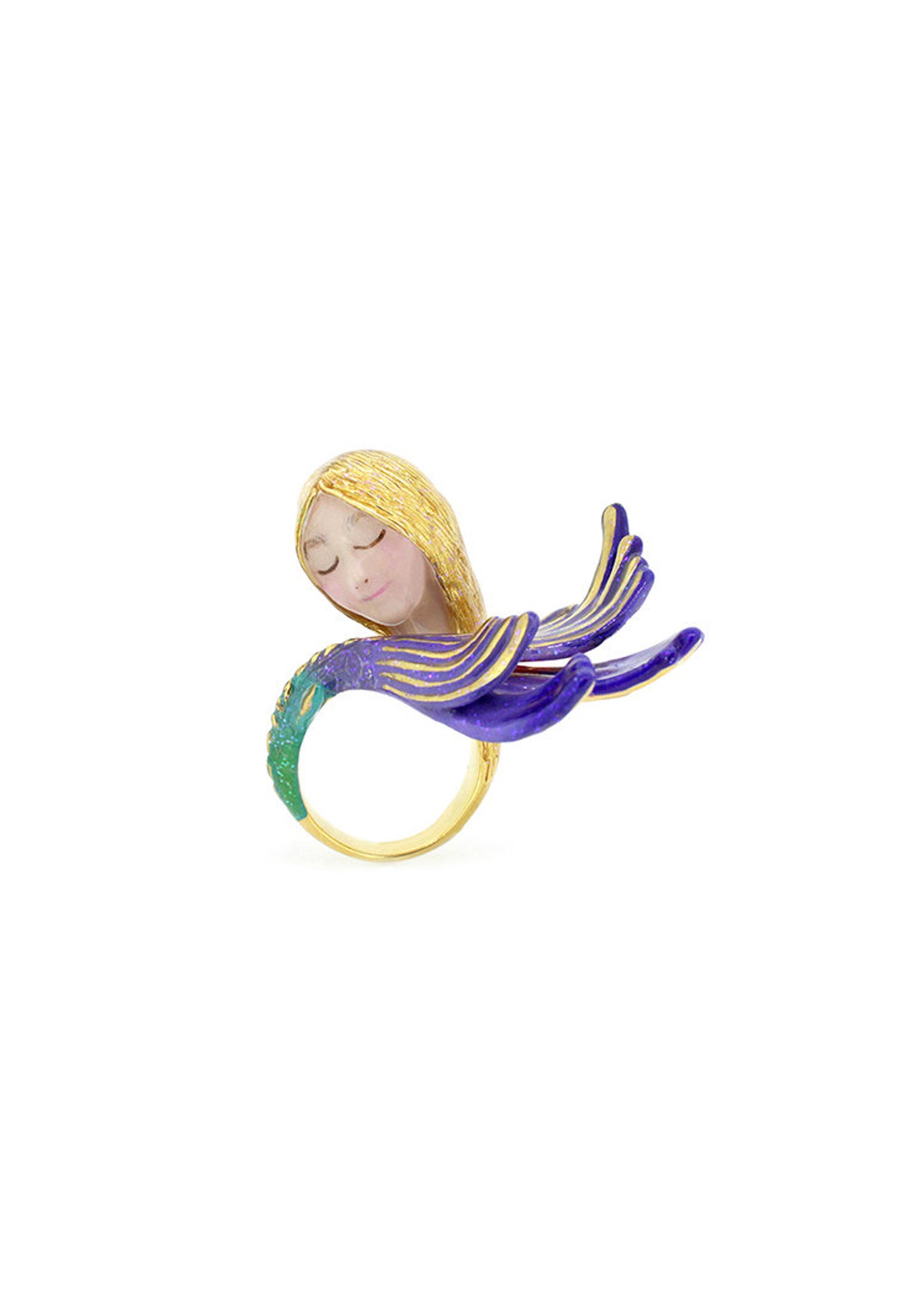 Mermaid Ring Mermaid Fairy Tales Enamel Jewelry Handmade - Etsy