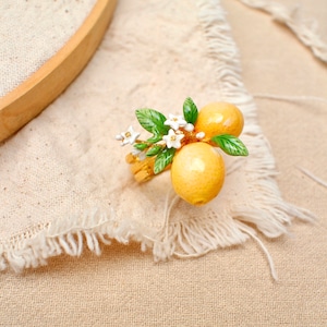 Lemon Ring, Fruity Blossom, Goodafternine, Enamel Ring, Playful Jewelry ...