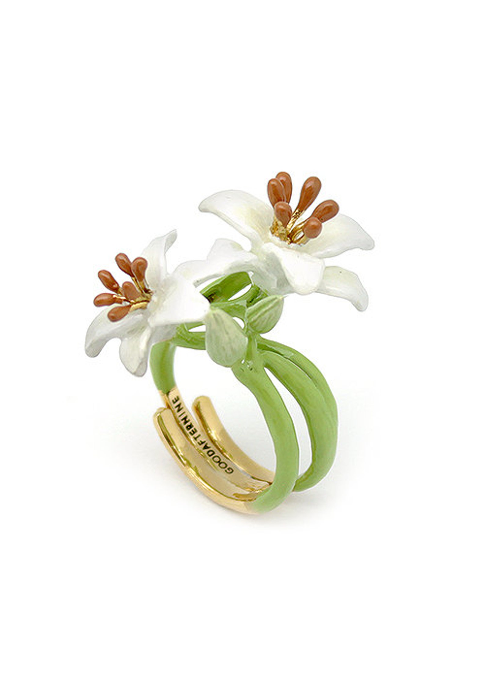 Lily Ring Flower Ring Handpainted GOODAFTERNINE - Etsy