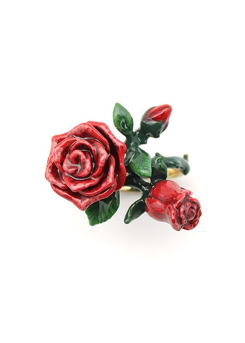 Rose Ring Flower Ring Enamel Ring High quality enamel | Etsy