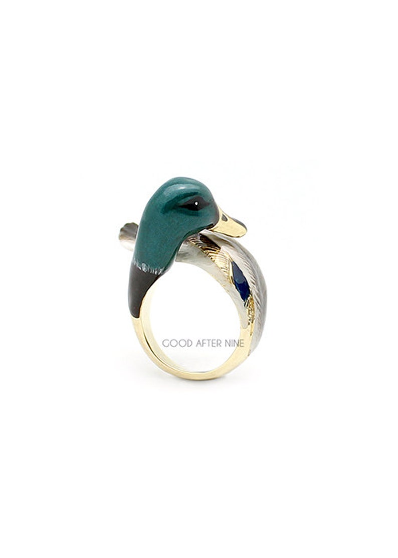 Mallard Duck Ring Animal Ring Enamel Ring Duck Lover - Etsy