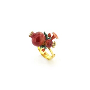 Pomegranate Ring, Fruity Blossom, Goodafternine, Enamel Ring, Playful ...
