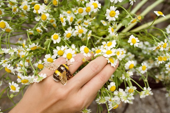 Bee Bumblebee Ring Enamel Ring Bee Ring Enamel Jewelry. | Etsy