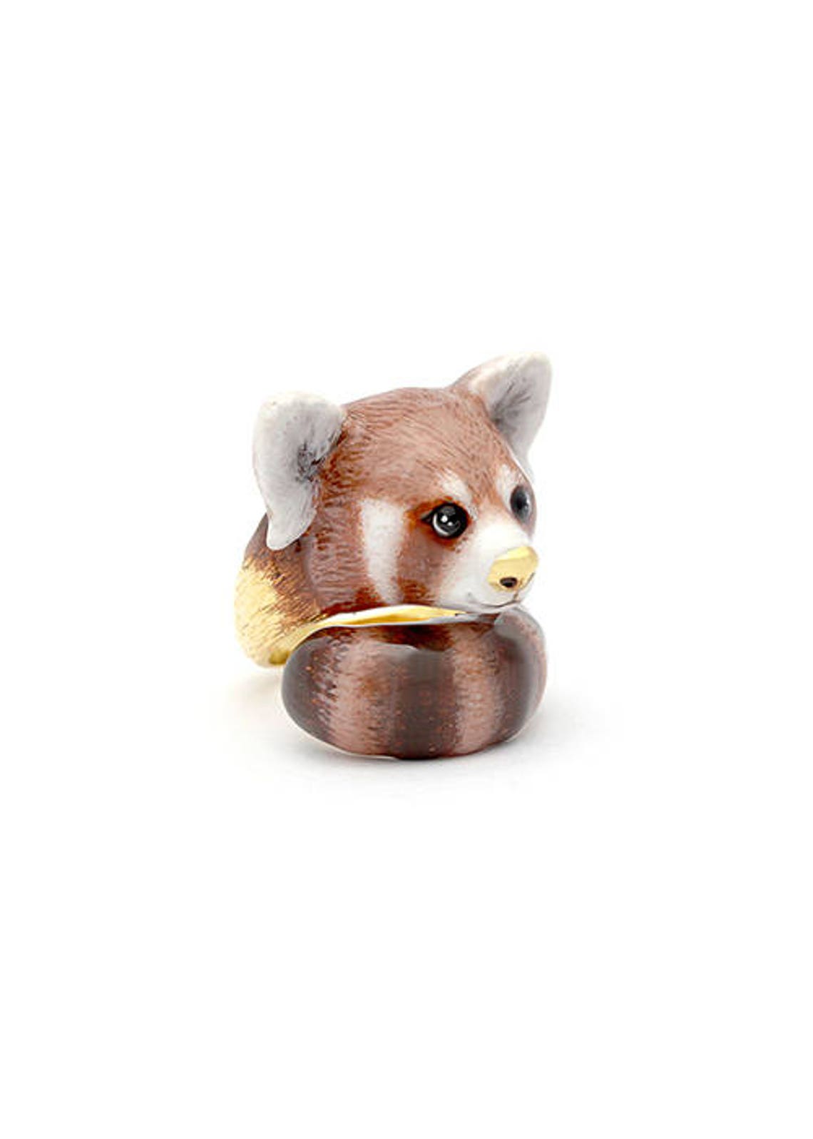 Raph Red Panda Ring . Handcrafted Enamel red Panda Ring . - Etsy