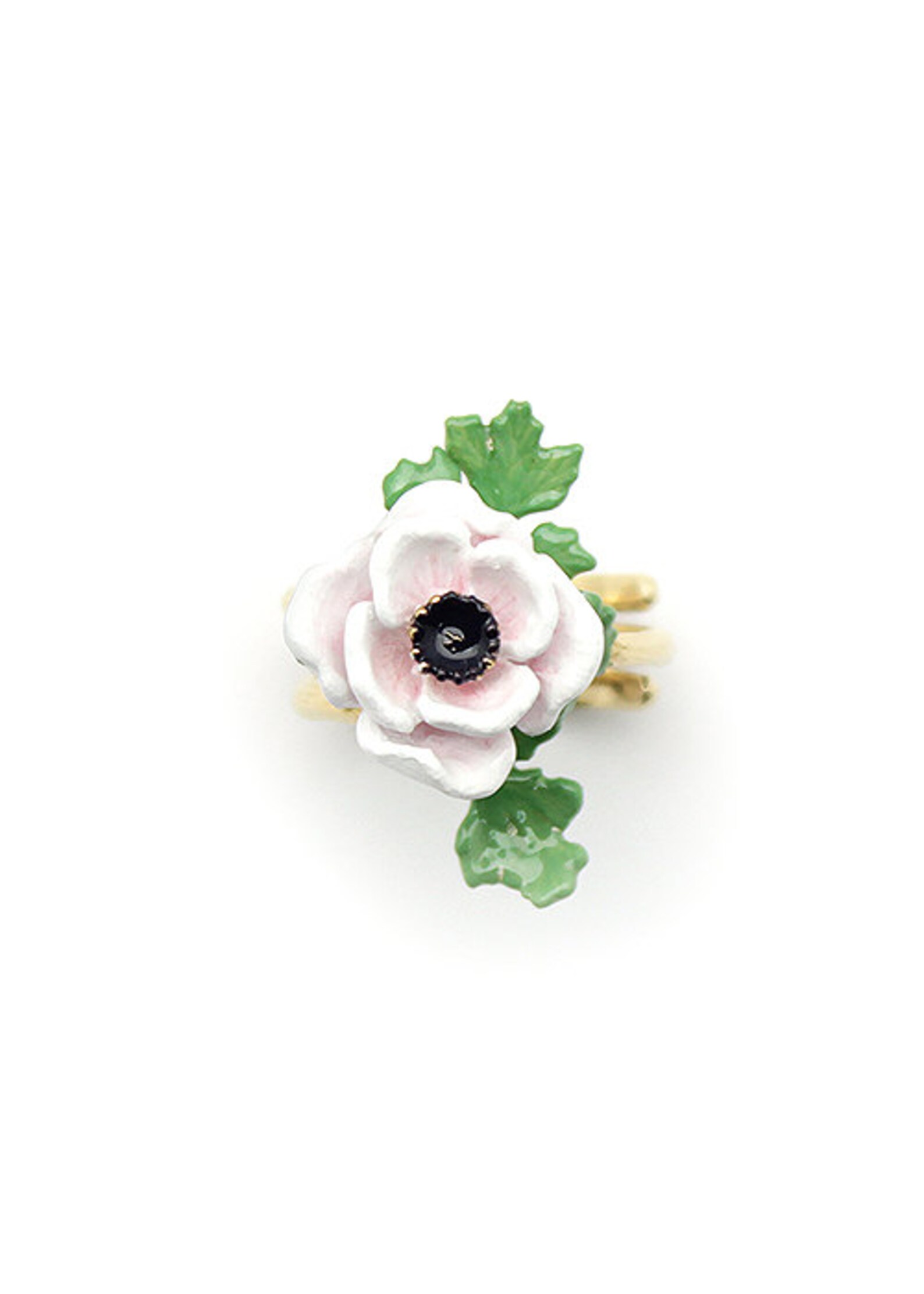 Anemone White Ring Flower Ring Enamel Ring Handpainted - Etsy