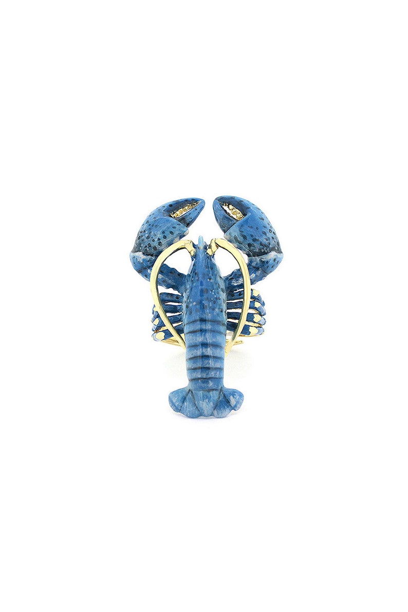 Blue Lobster Ring , Enamel Jewelry, Statement Piece, Ocean Creature ...