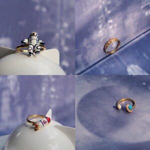 Space Walker Stacking Rings, Rocket Ring, Sterling Silver Ring ...