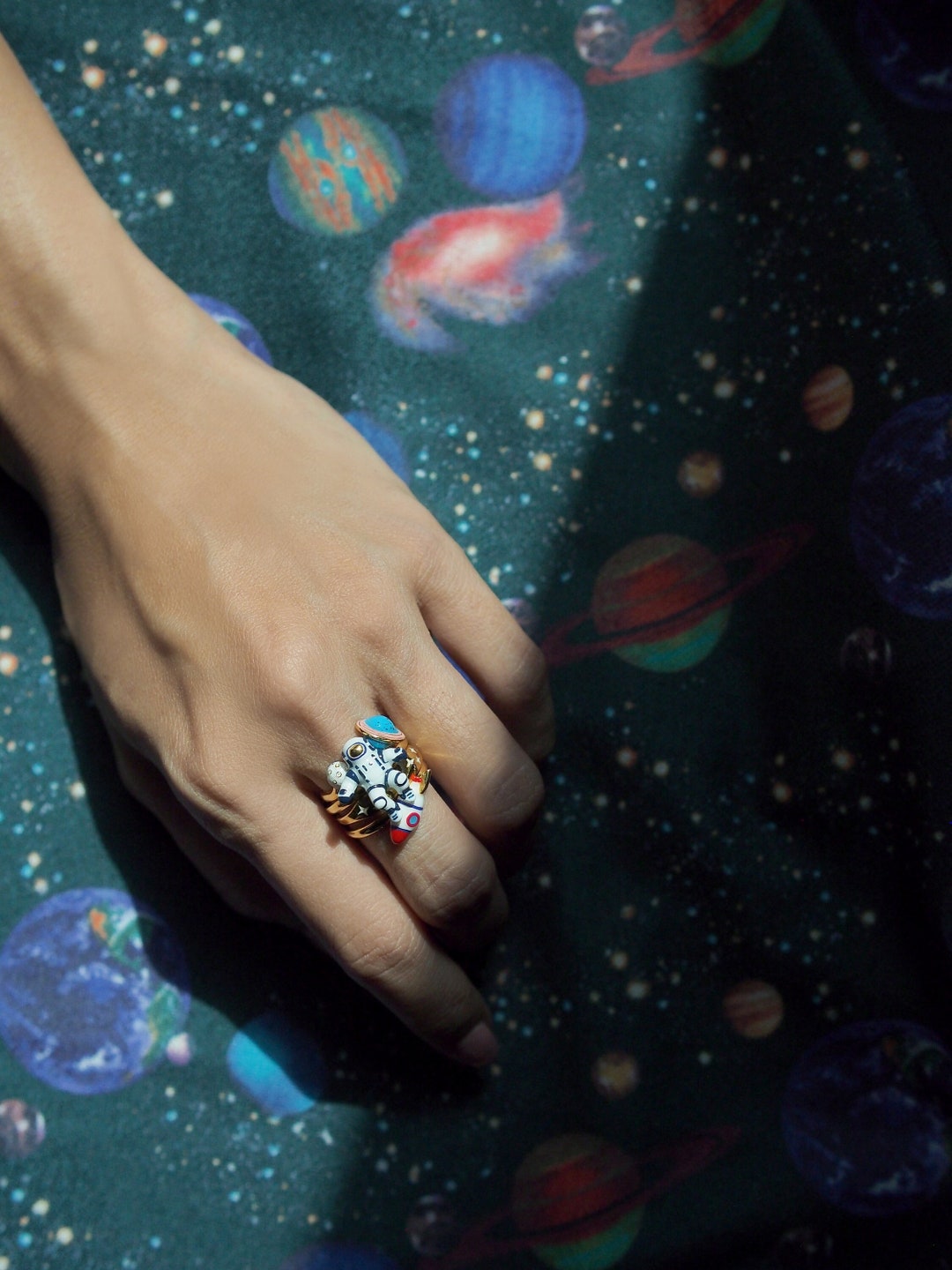 Space Walker Stacking Rings, Rocket Ring, Sterling Silver Ring ...