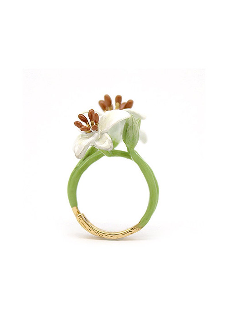 Lily Ring Flower Ring Handpainted GOODAFTERNINE - Etsy