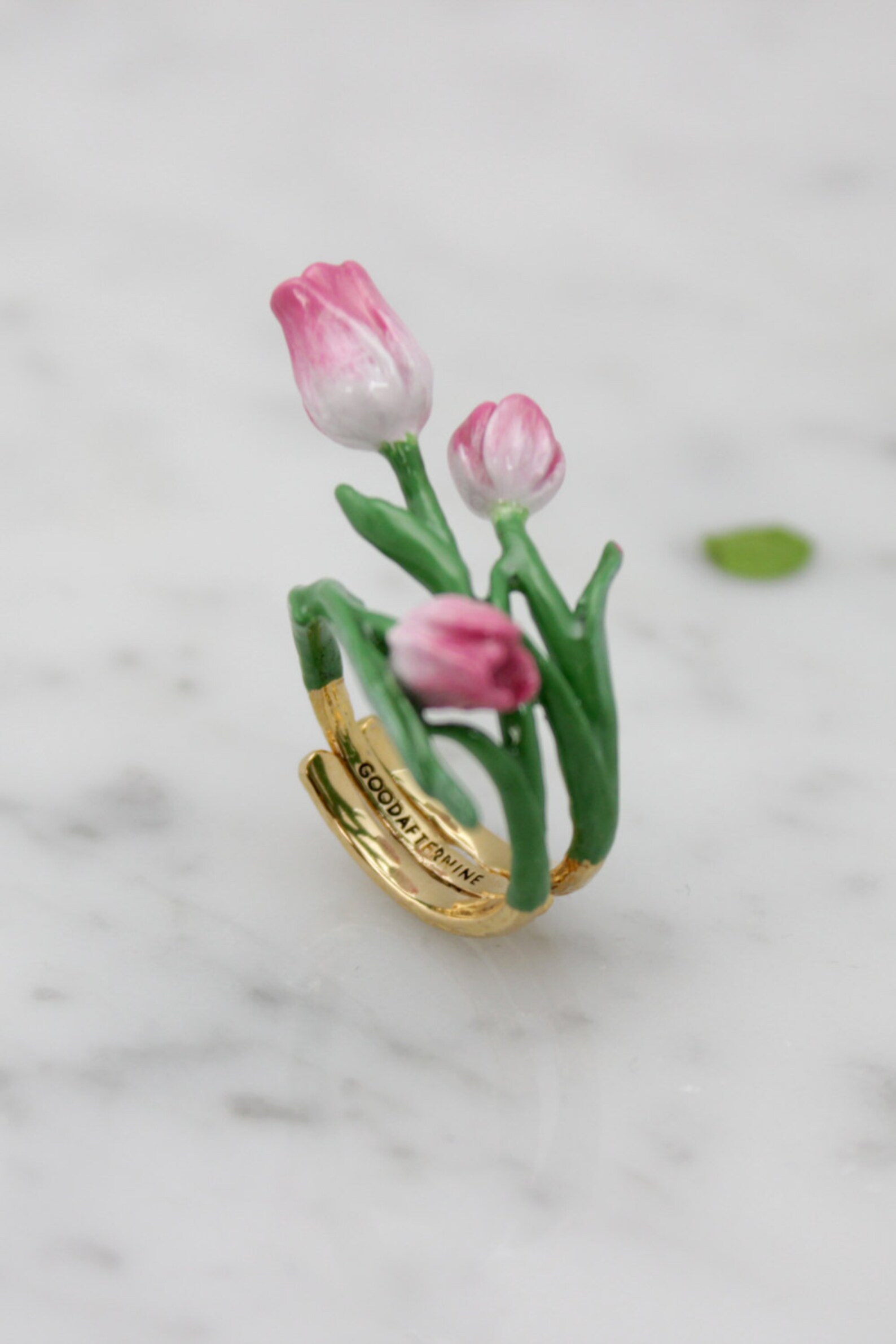 Tulip Ring Flower Ring Handpainted GOODAFTERNINE | Etsy