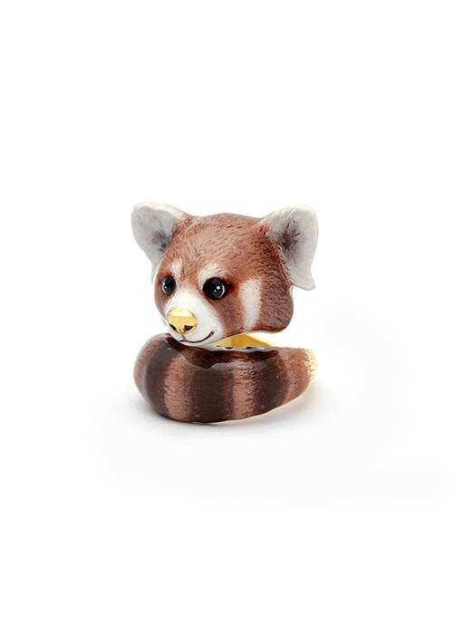 Raph Red Panda Ring . Handcrafted Enamel red Panda Ring . | Etsy