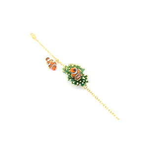 Clownfish and Sea Anemone Bracelets, Enamel Jewelry, Statement Piece ...