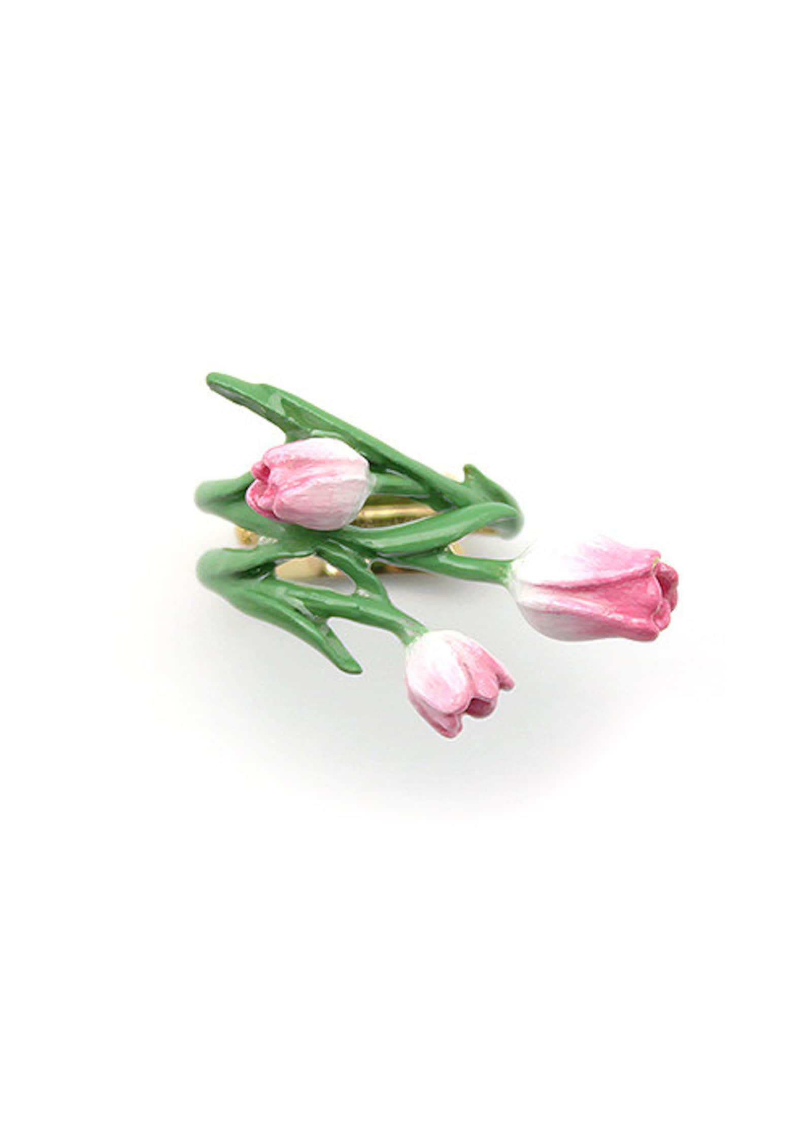 Tulip Ring Flower Ring Handpainted GOODAFTERNINE | Etsy