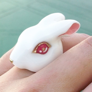 June , White Rabbit Ring , Animal Ring, Statement Ring. - Etsy