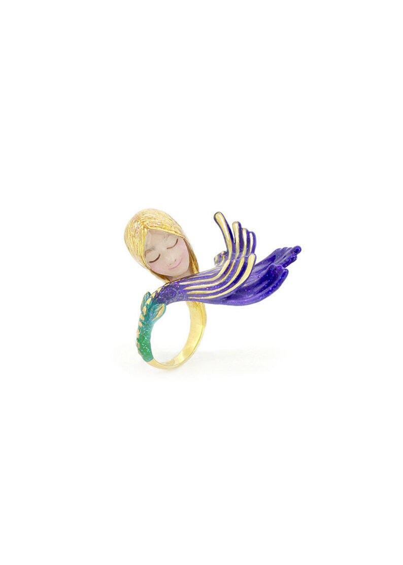 Mermaid Ring Mermaid Fairy Tales Enamel Jewelry Handmade | Etsy