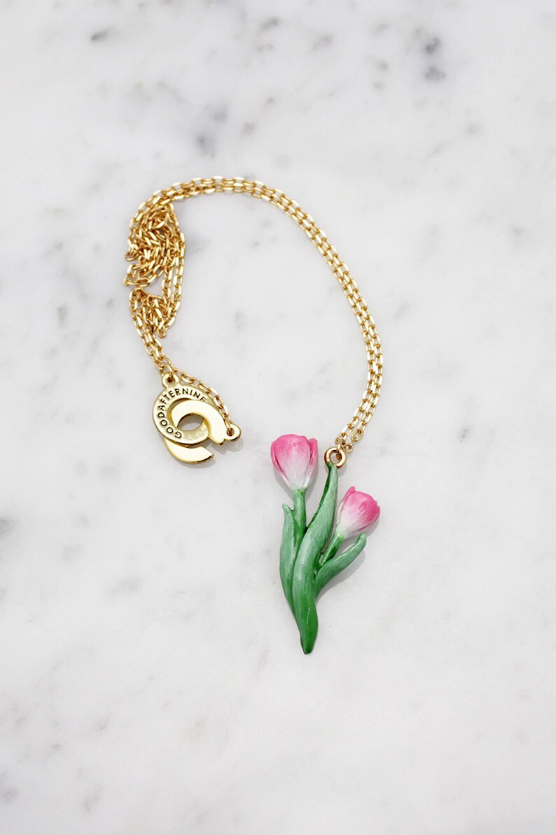 Tulip Pink Necklace , Wedding Necklace , Flower Necklace- High Quality ...