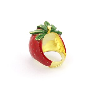 Strawberry Blossom Ring, Enamel Jewelry, Enamel Ring, Perfect Gift ...