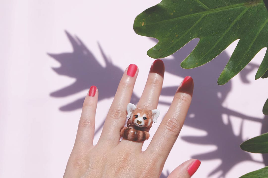 Raph Red Panda Ring . Handcrafted Enamel ,red Panda Ring ...