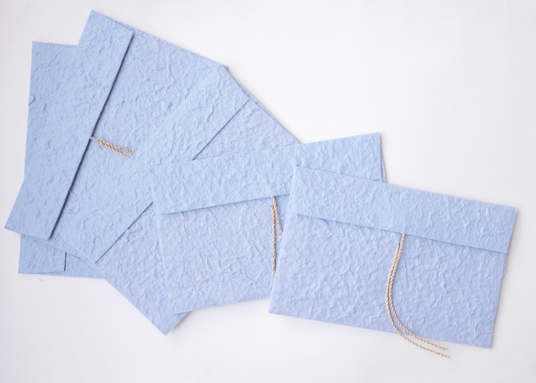 Handmade Pale Blue Envelopes: Eco Friendly Recycle Paper With Rope (5 ...