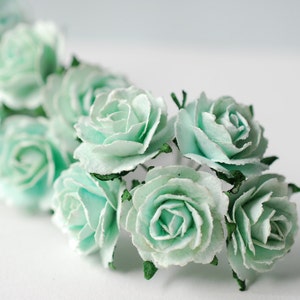 Paper Flower, 50 Pieces Mini Roses, MINT Color. - Etsy