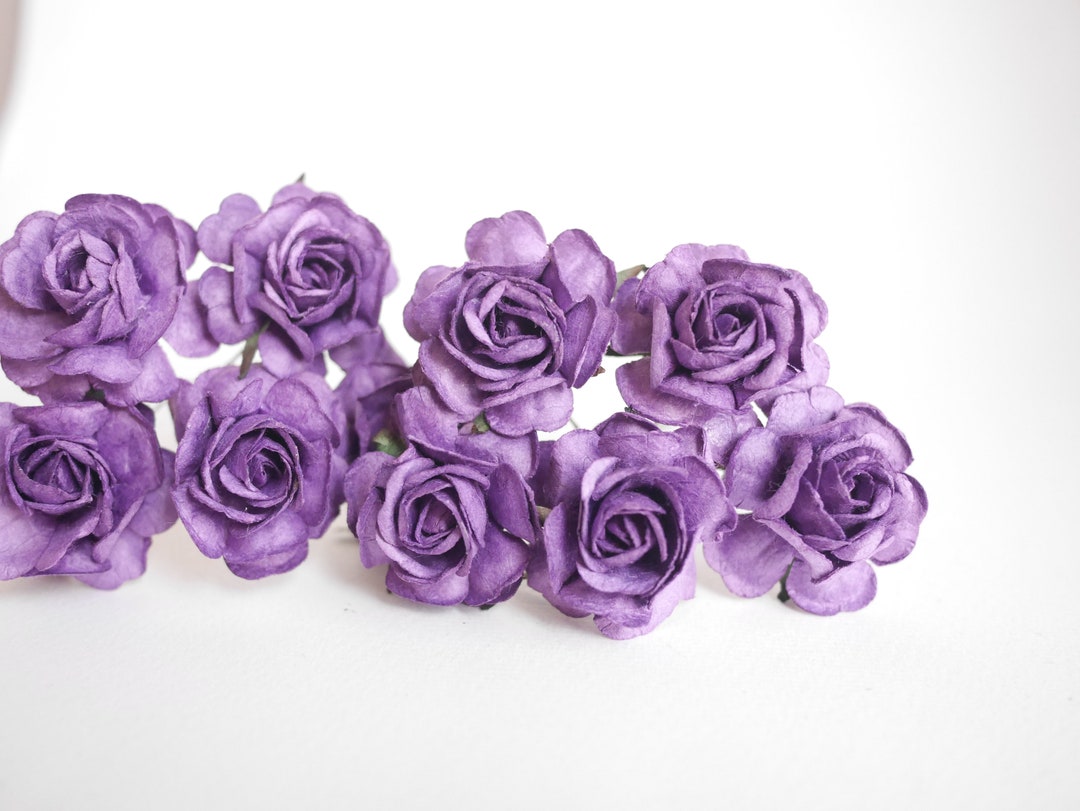 Dark Purple Paper Roses: 3.5cm Handmade Flowers, 25 Pcs - Etsy