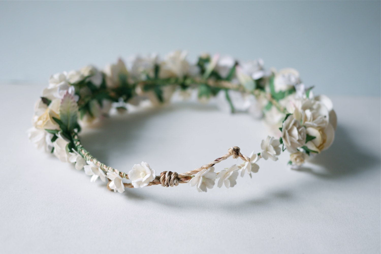 Paper Flower Crown Headband Wedding Ivory Cream and White - Etsy